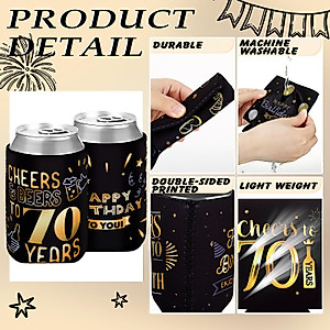 Umigy 24 Pcs 70th Birthday Can Sleeve to 70 Years Can Neoprene Cooler Birthday Decorations Party Favors Supplies Gift for Men Women