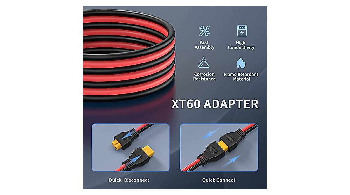 ELECTOP XT60 Extension Cable 10Ft, 10AWG XT60 Cable Wire XT60 Male to ...