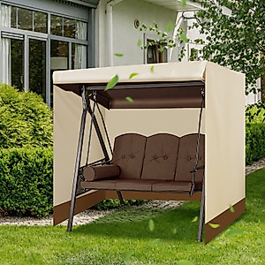 Outdoor Swing Cover Waterproof Durable Patio 3 Triple Seater Hammock Swing Glider Cover 87x49x67 inches All Weather Protection Outdoor Garden Furniture Covers (Beige)