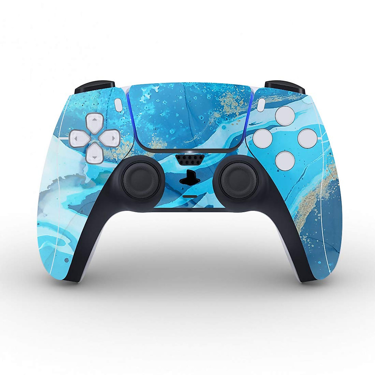 PlayVital Aquamarine Watercolour Full Set Skin Decal for ps5 Console Disc Edition, Sticker Vinyl Decal Cover for ps5 Controller & Charging Station & Headset & Media Remote