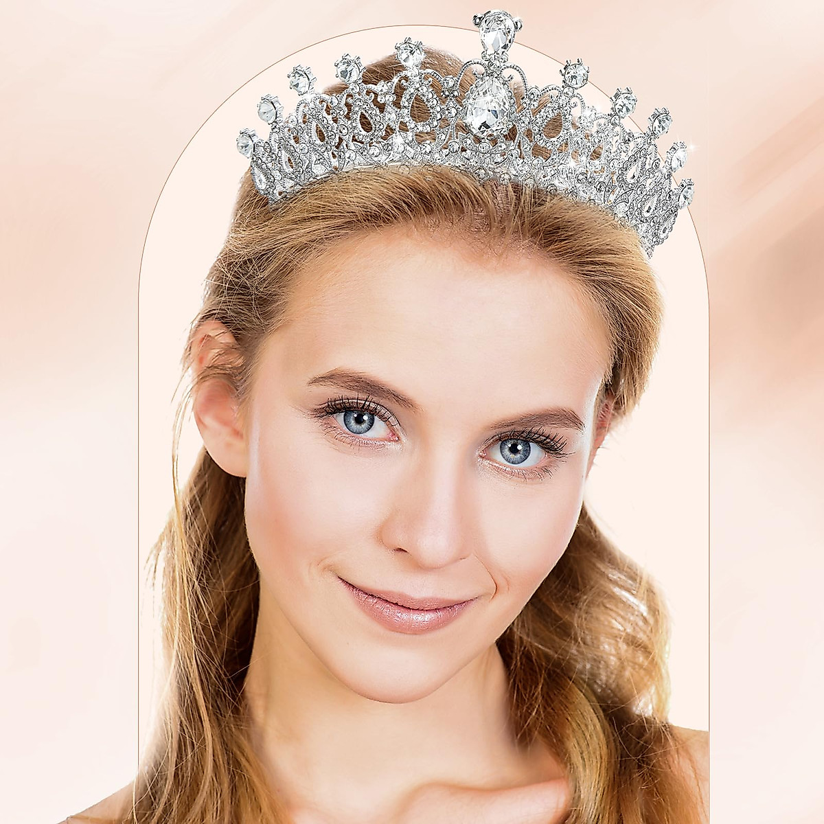 Loetere 12 Pcs Crystal Tiara and Princess Crown with Comb Crown Rhinestone Women Tiara Headpiece Queen Hair Accessories for Birthday Party Wedding Prom Halloween Cosplay Costume(Silver)
