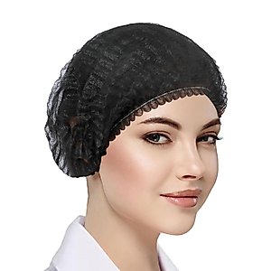 Yes!Fresh 100 Pieces Disposable 21 inch Non-Woven Bouffant Clip Caps Mob Mop caps hairnets Head Cover (Black)