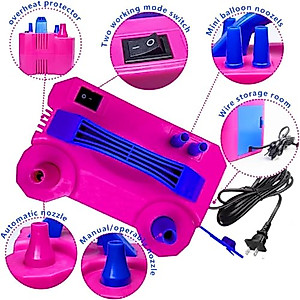 YEPVIE Electric Balloon Pump, Portable 2 Modes Balloon Blower Machine with 14 Balloon Arch Kits, Air Pump for Balloon, Balloon Inflator for Party Decoration