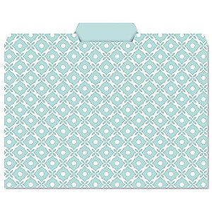 Coastal Blues File Folder Value Pack - Set of 24 File Folders with Staggered Tabs, 6 Designs, Graphic Geometric Print, Office Supplies, Letter Size,  9 ½  x 11 ¾ Inches