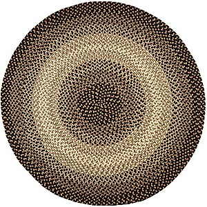 Super Area Rugs Round 4X4 Black/Gray/Gold Braided Rug Hartford Primitive Decor Rug - Indoor Outdoor - 4' X 4' Circular Braided Rug Dining Room Rug