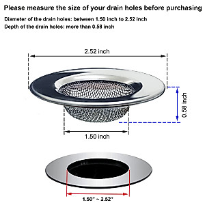 Seatery 1.50" Bathtub Strainers, Bathroom Sink Strainers, Shower Drain Hair Catcher, Drain Strainer for Laundry, Mop Pool, Utility, Slop, RV Sink, Stainless Steel, Pack-2