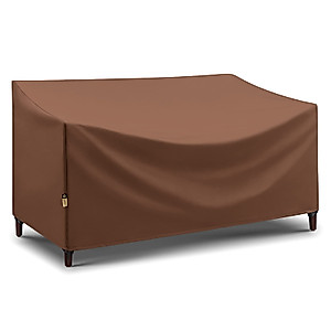 Arcedo Waterproof Patio Sofa Cover, Heavy Duty Outdoor Loveseat Cover, Outdoor 2 Seater Bench Cover , Durable Patio Furniture Cover, 60W x 34D x 30 H Inch, Brown