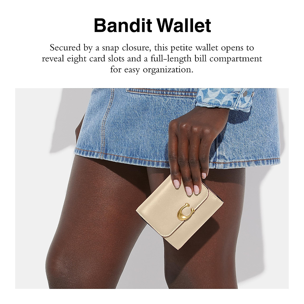 Coach Womens Luxe Refined Calf Leather Bandit Wallet, Ivory