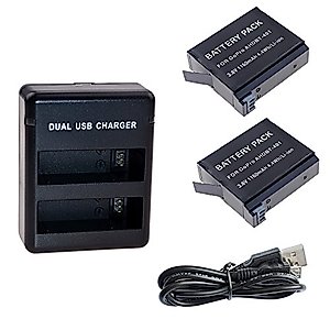 Suptig Battery (2 Pack) and Daul Charger for Gopro HERO4 Black Gopro HERO4 Silver and Gopro AHDBT-401