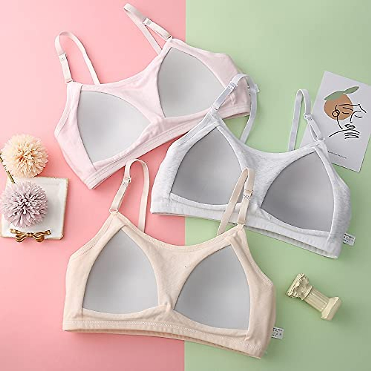 TOPQ Girls Bras 10-12 Years Old Cute Clothes for Girls 10-12 Teen Bras for Girls Ages 12-14 Training Bras for Girls 14- Bra (6PC, One Size)