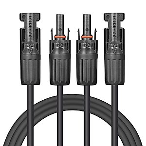 Solar Cable 30 Feet 2x10 AWG Twin Wire Solar Extension Cable, Copper Strand with Female and Male Connectors, Solar Panel Cable Wire & Adaptor for Home, Shop and RV Solar Panels.