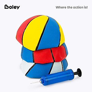Boley Rubber Basketball Set with Pump - 3 Pk 22 inch Size 3 Indoor & Outdoor Basketballs for Kids 3+
