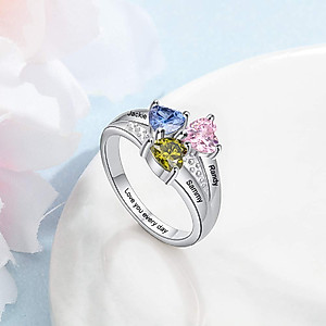 Jewelstruck Mothers Day Gifts from Daughter Personalized Mothers Name Rings with 3 Birthstones for Mom Grandma Anniversary Family Rings for Grandmother Mom Women Birthday (9)