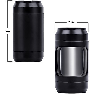 METSHOW Light-Up LED Transparent Seal Storage Jar，Magnifying Viewing Glass Airtight Jar with Grinder ，8 x Magnification Glass(Black)