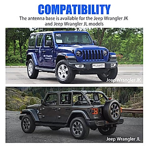 Miytsya 1 PC Car Antenna Base Decorative Cover, Radio Antenna Base Protection Case Accessories, for 2007-2022 Jeep Wrangler JK/JL ABS Frame Bezel Protective Shell (Black)