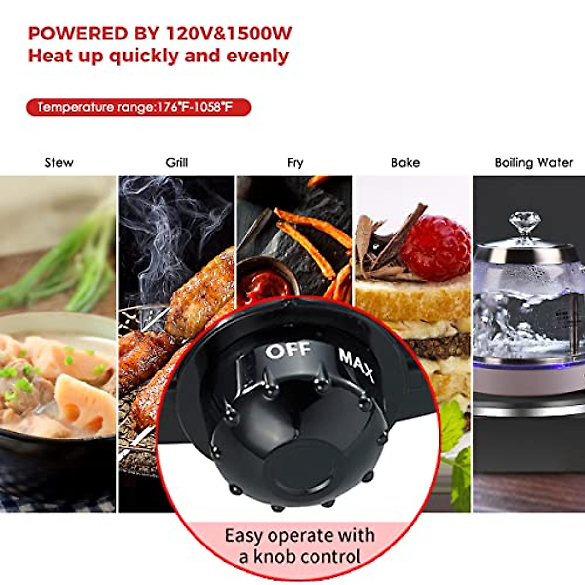CUKOR Hot Plate for Candle Making,Electric Single Burner for Cooking, Portable Electric Stove, Electric Cooktop, Portable Electric Stove, Countertop burner 1200W，Compatible with All Cookwares
