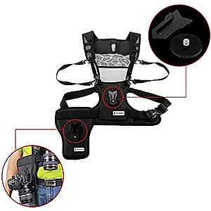 Sevenoak Dual Camera Holster Strap for Canon Nikon, Multi Carrying Chest Vest System for Canon 6D 600D 5D2 5D3 Nikon D90 Sony A7S A7R A7S2 Panasonic Olympus DSLR Camcorder Climbing Wedding Travel