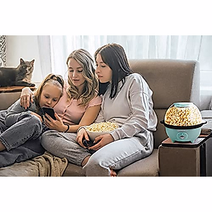 Elite Gourmet Automatic Stirring Popcorn Maker Popper, Electric Hot Oil Popcorn Machine with Measuring Cap & Built-in Reversible Serving Bowl, Great for Home Party Kids, Safety ETL Approved, Mint