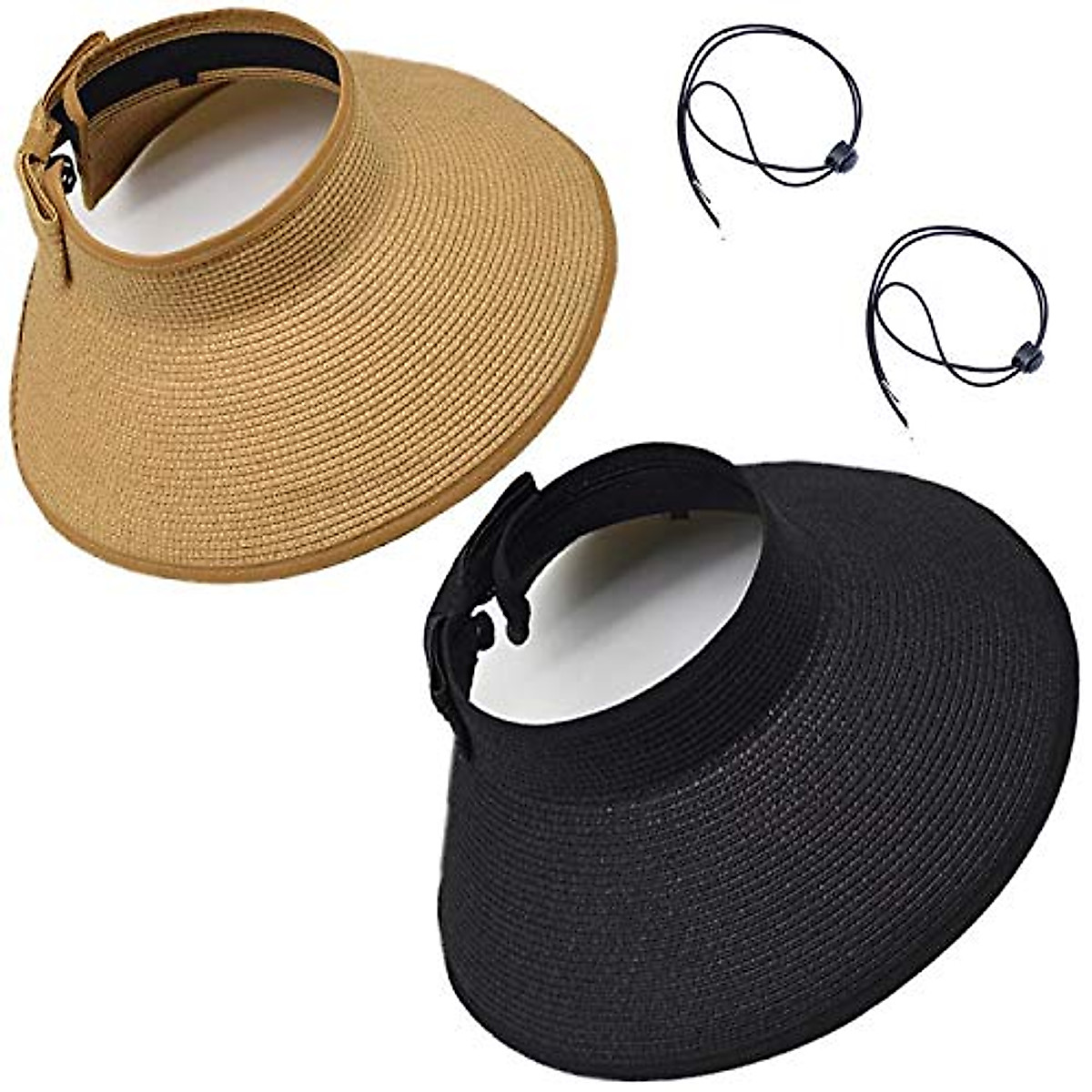 Sun Visor Hats Summer Wide Brim Straw Hat Clip on Beach Adjustable Large Brim Cap Golf Hat for Women…