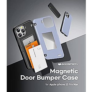 GOOSPERY Magnetic Door Bumper Compatible with iPhone 13 Pro Max Case, Card Holder Wallet Case, Easy Magnet Auto Closing Protective Dual Layer Sturdy Phone Back Cover - Lilac Purple