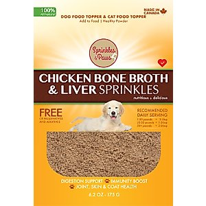 Sprinkles & Paws Chicken Bone Broth and Beef Liver Powder for Dogs | Dog Food Topper Helps Eating and Appetite | All Natural Free of Preservatives Rich in Protein and Vitamins