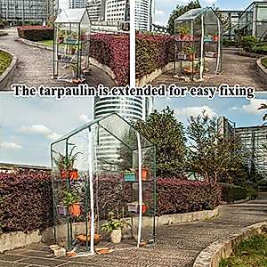 YUZES Indoor Outdoor Portable Plastic Walk-in Greenhouse Kit,with Zippered Door and Sturdy Metal Shelves,Garden Plants That Need Frost Protection,for Backyard Garden in Winter