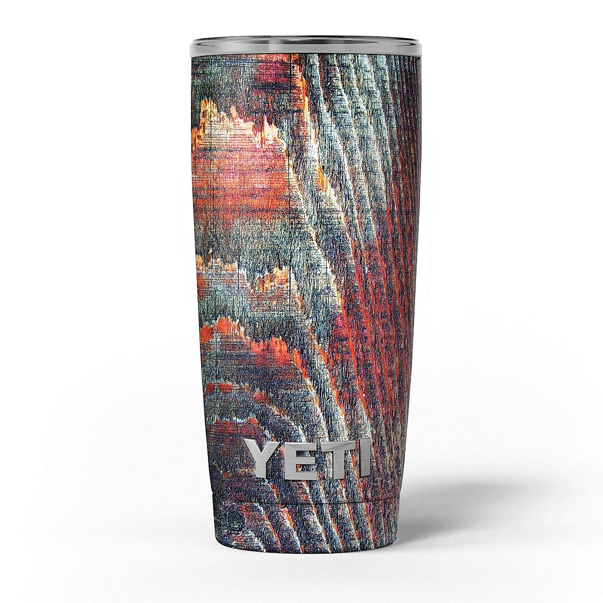Design Skinz Grungy Orange and Teal Dyed Wood Surface - Skin Decal Vinyl Wrap Kit Compatible with The Yeti Rambler Cooler Tumbler Cups