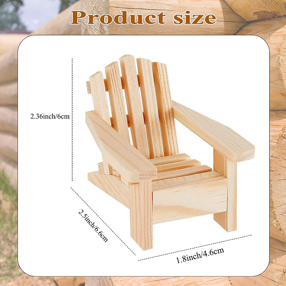 Sumind 4 Pieces Wood Adirondack-Style Miniature Chair Doll House Wooden Chairs Dollhouse Model Chairs Mini Wooden Rocking Chairs for Dollhouse Accessories Furniture Christmas Decoration