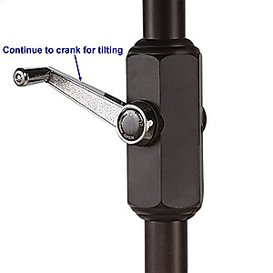 Bayside21 Patio Umbrella Outdoor Market Table Umbrella with Auto Tilt Crank 2 Years Fade Resistant Fabric Umbrella Cover 9 Feet (Black Coating Outside and Black White Stripe Inside)