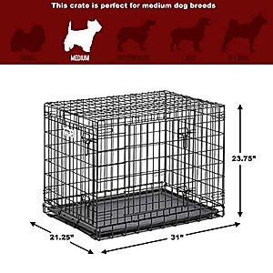MidWest Homes for Pets Ultima Pro Series 30' Dog Crate | Extra-Strong Double Door Folding Metal Dog Crate w/Divider Panel, Floor Protecting 'Roller Feet' & Leak-Proof Plastic Pan
