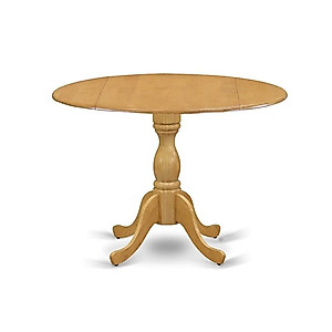 East West Furniture DMAV5-OAK-W 5 Piece Dinette Set for 4 Includes a Round Dining Room Table with Dropleaf and 4 Kitchen Dining Chairs, 42x42 Inch, Oak