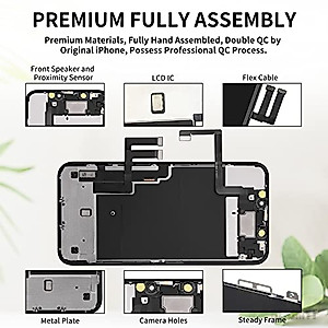 for iPhone 11 Screen Replacement 6.1” with Ear Speaker and Sensor Full Assembly Kit, 3D Touch LCD Display Digitizer Fix Tools with HD Glass Protector Front Earpiece Screws, Repair A2111, A2223, A2221