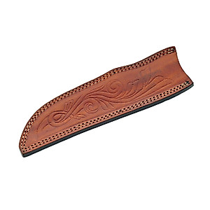 SZCO Supplies 9” Slim Damascus Steel Frontier Hunting Knife with Leather Sheath, Multicolor, One Size, DM-1024