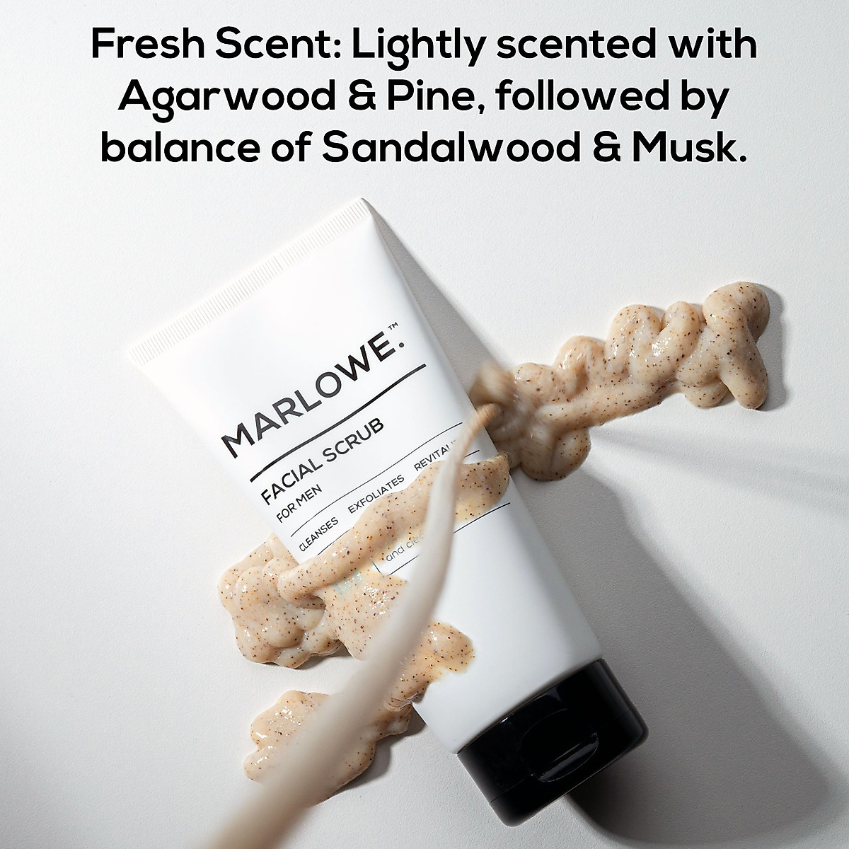 MARLOWE. No. 122 Men's Facial Scrub 6 oz, Light Daily Exfoliating Face Cleanser with Fresh Pine & Agarwood Scent