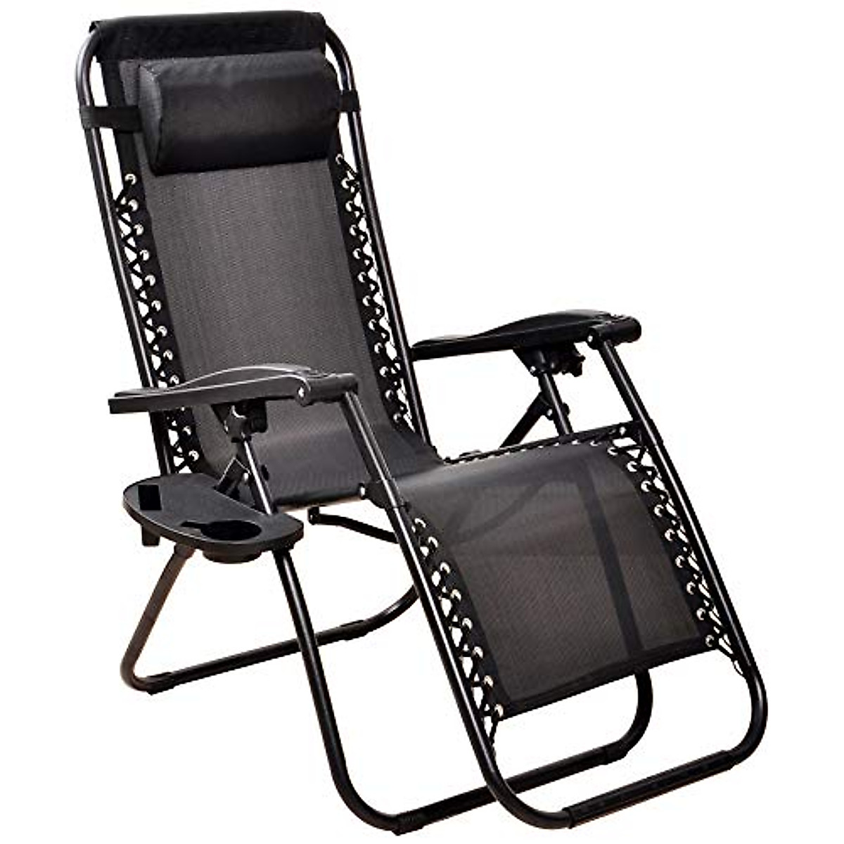 BalanceFrom Adjustable Zero Gravity Lounge Chair Recliners for Patio, Pool with Cup Holder (Black)