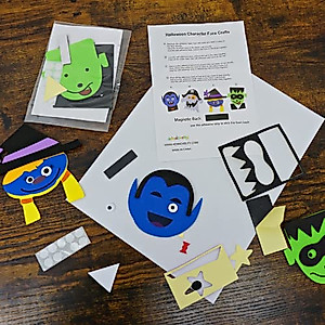 4E's Novelty Halloween Crafts for Kids (12 Pack) Bulk Foam Magnet Character Faces, Fall Crafts for Kids & Toddlers Ages 3-12