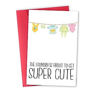 mmuue Funny Baby Shower Card for New Mom Dad Parents, Adorable Baby Shower Card for Girl Boy, New Baby Arrival Card, Congrats Pregnancy Card, Super Cute Laundry
