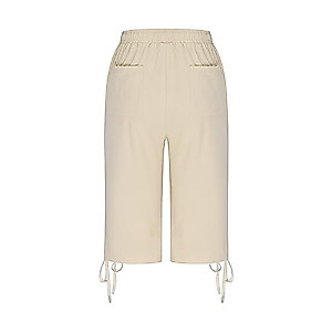 Mens Shorts Elastic Waistband Linen Shorts Men 2023 Stylish Causal Drawstring Elastic Waist Solid Shorts with Pockets 11" Inseam Summer Clothes Mens Shorts 5 Inch Inseam Khaki XL