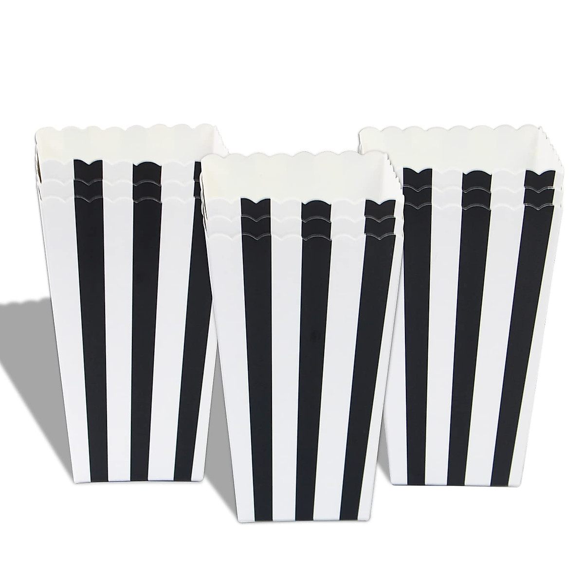 IPALMAY Black and White Striped Mini Paper Popcorn Boxes - Treat Boxes - Birthday Favor Box - Snack Boxes, Family Movie Night Boxes, Set of 36