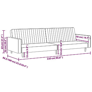 vidaXL Black Faux Leather Convertible 2-Seater Loveseat/Sofa Bed - Modern Twin Sleeper Couch for Office, Living Room, Spacer-Saver Furniture