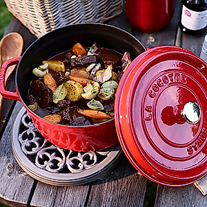 Staub Cast Iron 5.5-qt Round Cocotte - Cherry, Made in France