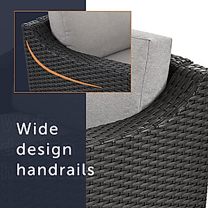 HAPPATIO 10 Piece Patio Conversation Set,All-Weather Patio Furniture Set with Multiple Configuration Options,Rattan Wicker Outdoor Sectional Sofa with Thick Cushions. Easy Setup. (Brown/Gray)