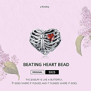 Meetccy charm, Original 925 Sterling Silver Pumpkin Charms for Pandora Style Bracelets,Dangle Charm Mothers Day Halloween Bracelets Women Jewelry (Rib Heart Charms)