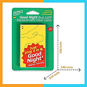 Gardner Good Night Glueboards Insects Catcher for Indoors 1 Pack of 12 Replacement - Sticky Glue Card for Good Night Bug Light - Glue Traps Mosquitoes, Bugs, Fruit Flies and Many More Insects