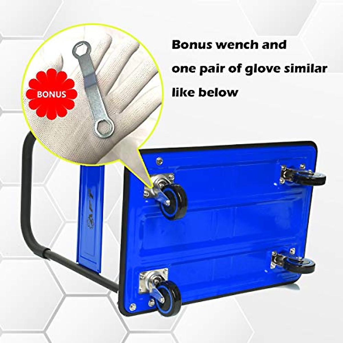 Push Cart Dolly AFT PRO USA Push Platform Truck Folding Rolling Flatbed Cart 360 Degree Swivel Wheels Foldable Handle (Blue, 330LB)