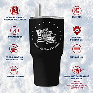 US Air Force Veteran 30oz Patriotic Tumbler - American Flag Tumbler Travel Mug - Patriotic Coffee Travel Mug - Double Insulated 30oz Tumbler - Engraved in the USA - (Air Force Veteran)