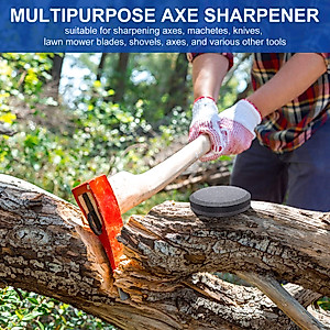 Axe Sharpener Sharpening Dual Grit Multipurpose Sharpener Puck Tool Sharpener Stone Whetstone with Flannel Bag for Hatchet Garden Tools, 240 Grits and 400 Grits(3 Pieces)