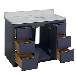 Stockholm 48-inch Bathroom Vanity (Engineered Marble/Marine Gray): Includes Marine Gray Cabinet with Engineered Marble Countertop and White Ceramic Sink