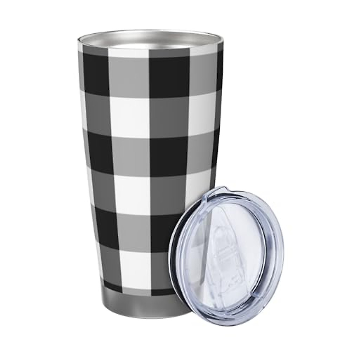 AYCZN Black And White Buffalo Plaid 20 OZ Tumbler Stainless Steel Travel Coffee Mug, Gird Insulated Water Bottle with Lid Leakproof Thermal Cup