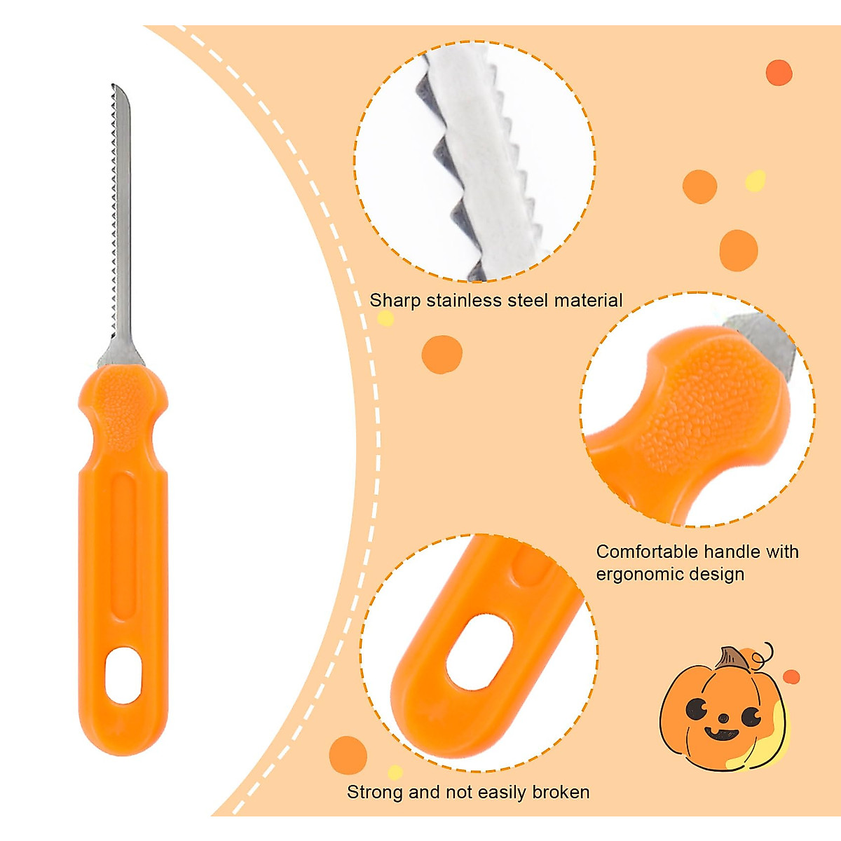 Pumpkin Carving Kit Halloween, 8 PCS Professional Heavy Duty Pumpkin Carving Tools with 4 Pumpkin Carving Stencils,Stainless Steel Pumpkin Carving Tools for Halloween Decoration with Thick Handbag